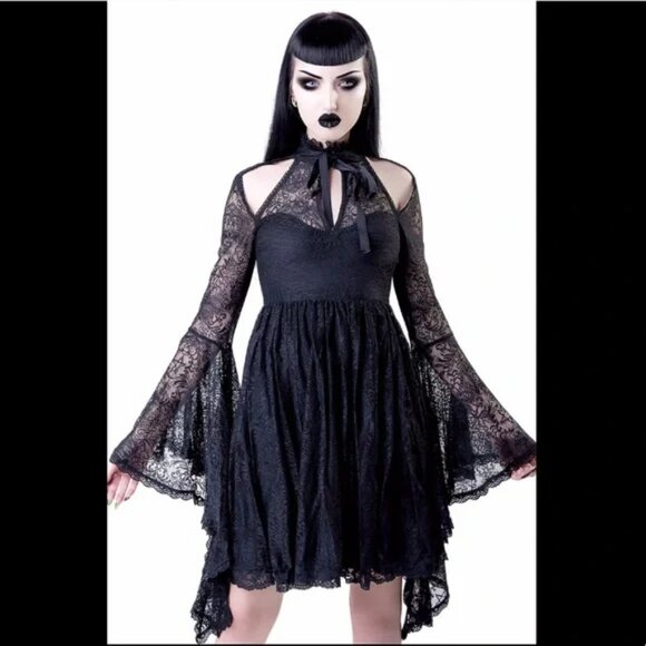 Killstar | Dresses | Killstar Black Lace Shes Stardust Cutouts Velvet ...